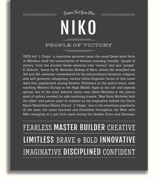 Niko | Name Art Print – Name Stories