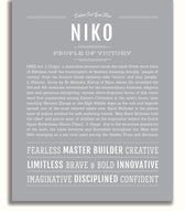 Niko Personalized Name Meaning Art Prints – Name Stories