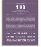 Niko Personalized Name Meaning Art Prints – Name Stories