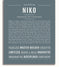 Niko Personalized Name Meaning Art Prints – Name Stories