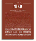 Niko Personalized Name Meaning Art Prints – Name Stories