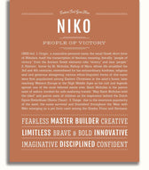 Niko Personalized Name Meaning Art Prints – Name Stories