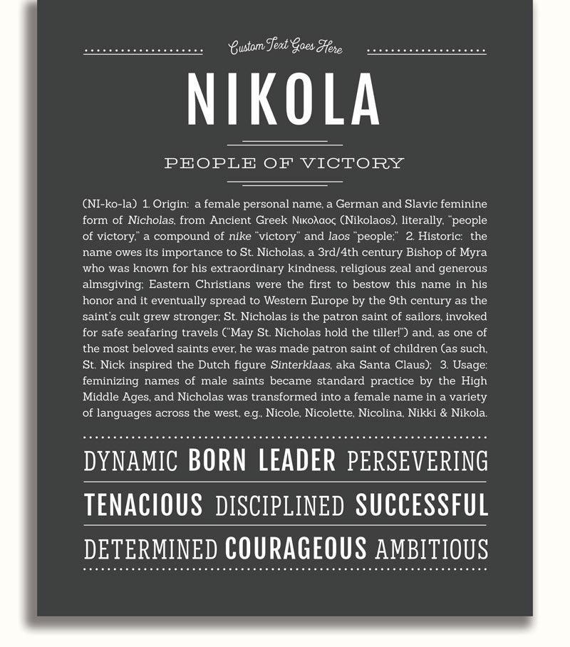 Nikola (female) | Name Art Print – Name Stories