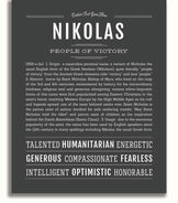 Nikolas Personalized Name Meaning Art Prints – Name Stories
