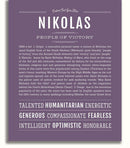 Nikolas Personalized Name Meaning Art Prints – Name Stories