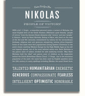Nikolas Personalized Name Meaning Art Prints – Name Stories