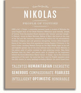 Nikolas Personalized Name Meaning Art Prints – Name Stories