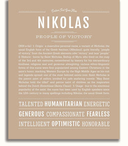 Nikolas Personalized Name Meaning Art Prints – Name Stories