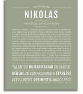 Nikolas Personalized Name Meaning Art Prints – Name Stories