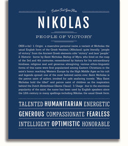 Nikolas Personalized Name Meaning Art Prints – Name Stories