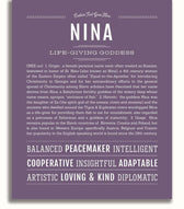 Nina Personalized Name Meaning Art Prints – Name Stories