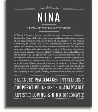 Nina Personalized Name Meaning Art Prints – Name Stories