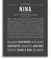 Nina Personalized Name Meaning Art Prints – Name Stories