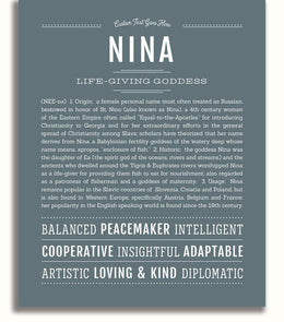 Nina Personalized Name Meaning Art Prints – Name Stories