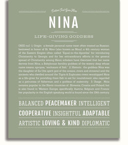 Nina Personalized Name Meaning Art Prints – Name Stories