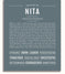 Nita Personalized Name Meaning Art Prints – Name Stories