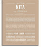 Nita Personalized Name Meaning Art Prints – Name Stories