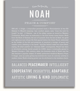 Noah Personalized Name Meaning Art Prints – Name Stories