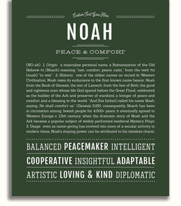 Noah Personalized Name Meaning Art Prints – Name Stories
