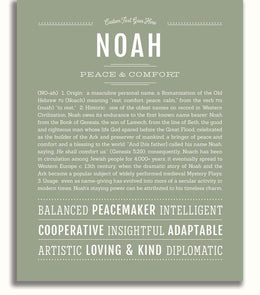 Noah Personalized Name Meaning Art Prints – Name Stories