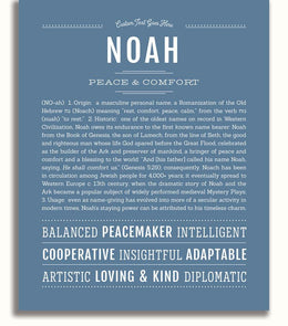Noah Personalized Name Meaning Art Prints – Name Stories