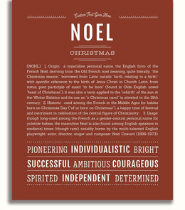 Noel Personalized Name Meaning Art Prints – Name Stories