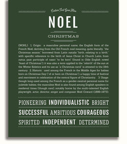 Noel Personalized Name Meaning Art Prints – Name Stories