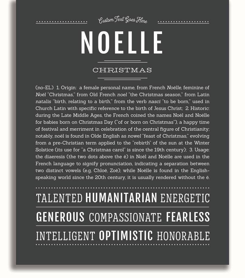 Noelle Personalized Name Meaning Art Prints – Name Stories