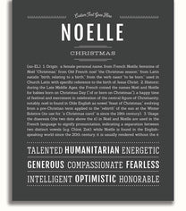 Noelle Personalized Name Meaning Art Prints – Name Stories