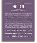 Nolan Personalized Name Meaning Art Prints – Name Stories