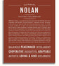 Nolan Personalized Name Meaning Art Prints – Name Stories