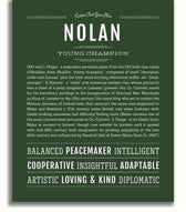 Nolan Personalized Name Meaning Art Prints – Name Stories