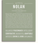 Nolan Personalized Name Meaning Art Prints – Name Stories