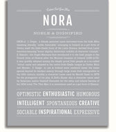 Nora Personalized Name Meaning Art Prints – Name Stories