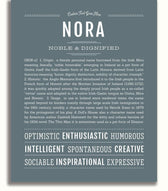 Nora Personalized Name Meaning Art Prints – Name Stories