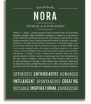 Nora Personalized Name Meaning Art Prints – Name Stories
