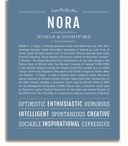 Nora Personalized Name Meaning Art Prints – Name Stories