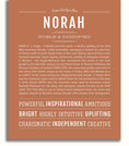Norah Personalized Name Meaning Art Prints – Name Stories