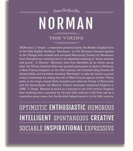 Norman Personalized Name Meaning Art Prints – Name Stories