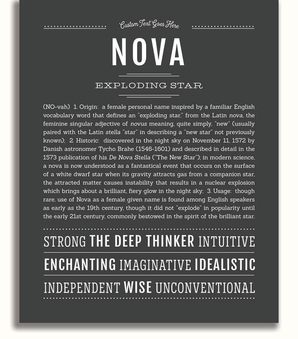 Nova (female) | Name Art Print - Personalized Custom Gifts – Name Stories