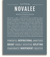 Novalee Personalized Name Meaning Art Prints – Name Stories