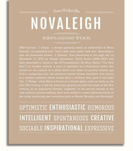 Novaleigh Personalized Name Meaning Art Prints – Name Stories