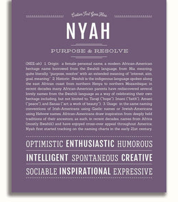 Nyah | Name Art Print – Name Stories