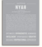 Nyah Personalized Name Meaning Art Prints – Name Stories