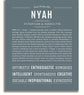 Nyah Personalized Name Meaning Art Prints – Name Stories
