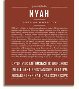 Nyah Personalized Name Meaning Art Prints – Name Stories