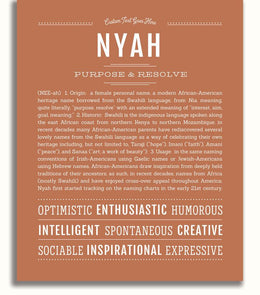 Nyah | Name Art Print – Name Stories