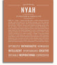 Nyah Personalized Name Meaning Art Prints – Name Stories