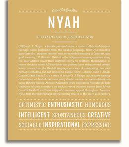 Nyah | Name Art Print – Name Stories