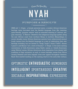 Nyah Personalized Name Meaning Art Prints – Name Stories